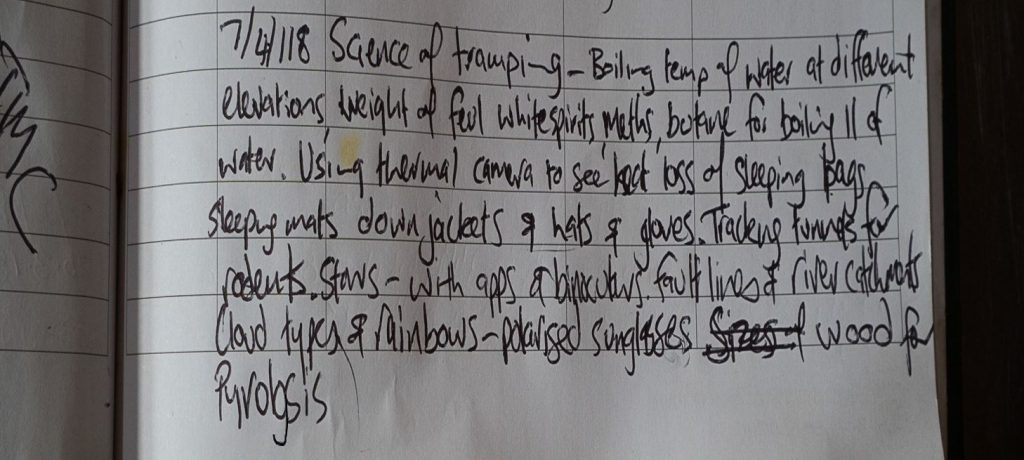 Science-hut-log-book-entry – Wellington Tramping and Mountaineering Club