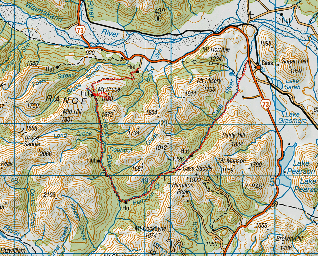 Route-map-for-Cass-Lagoon-Saddle-Track – Wellington Tramping and ...